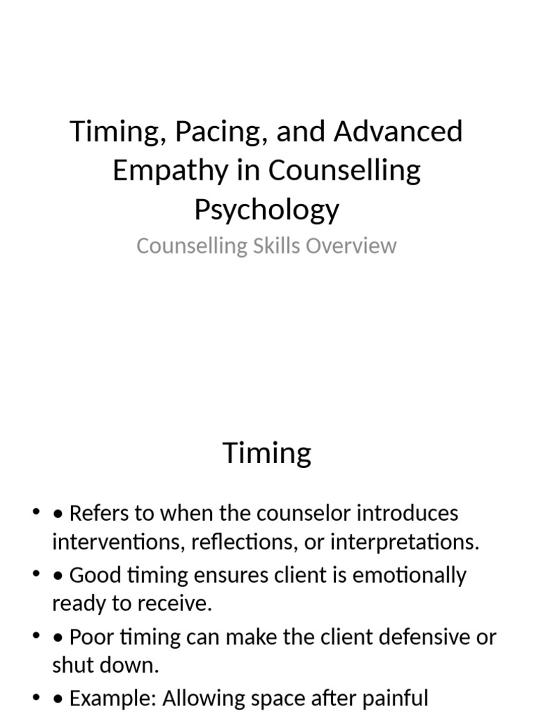Timing Pacing Advanced Empathy | PDF