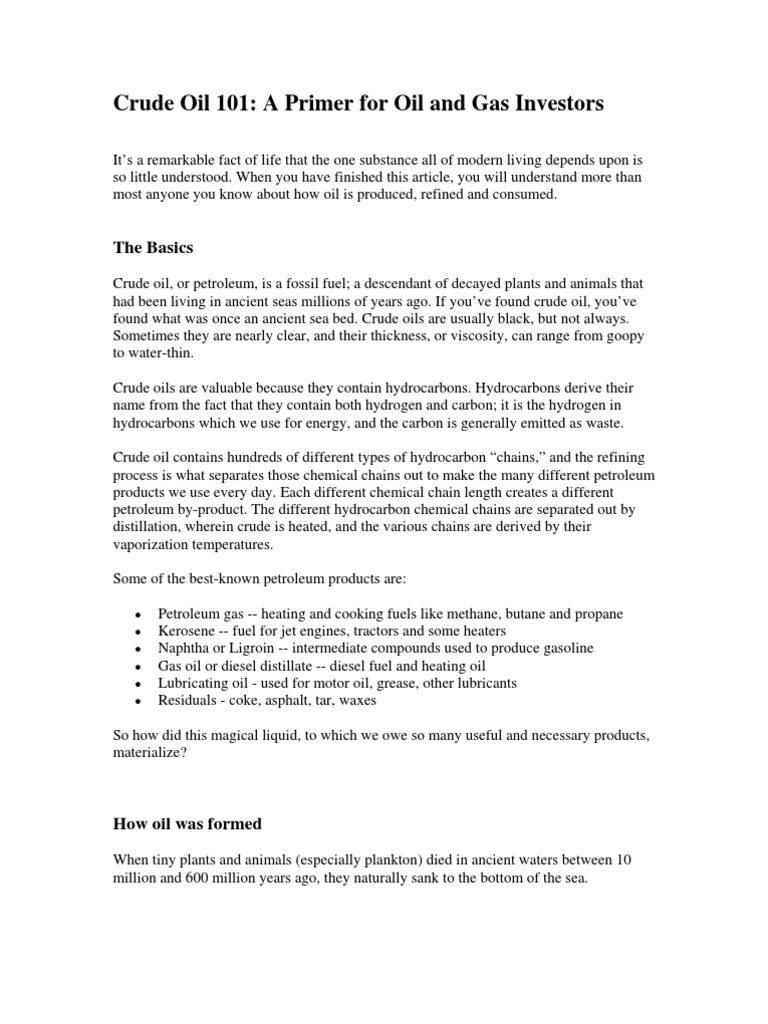 Crude Oil 101 | PDF | Petroleum | Fuels