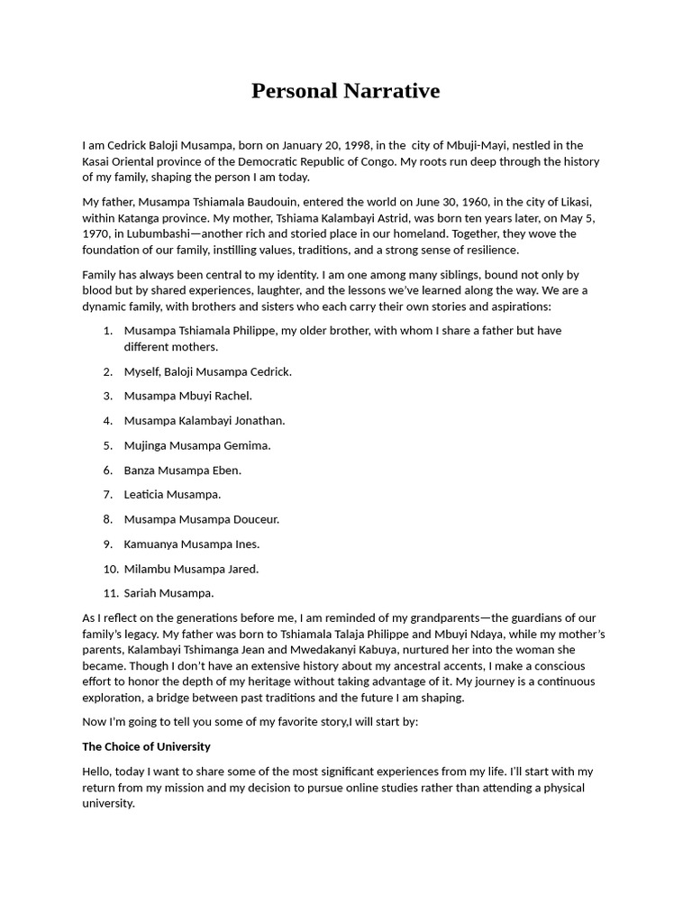 Personal Narrative Final | PDF | Engagement
