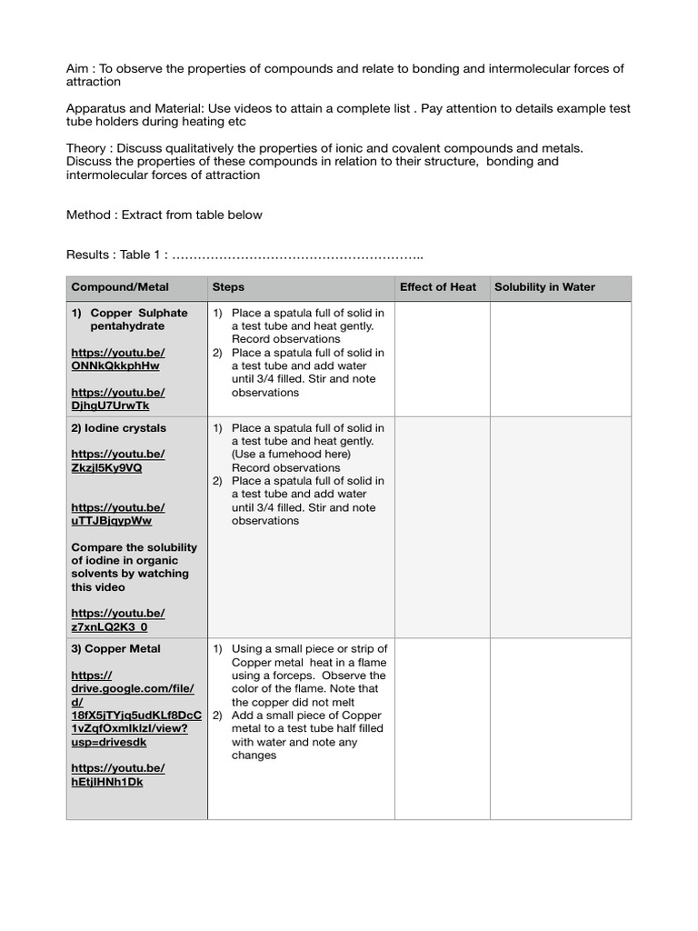 Lab Forces of Attraction (1) | PDF | Chemical Compounds | Chemical Bond