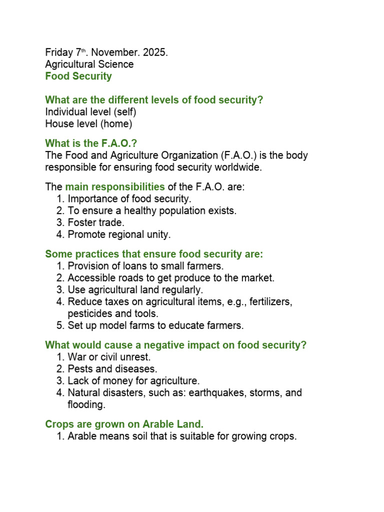 Food Security 3 | PDF