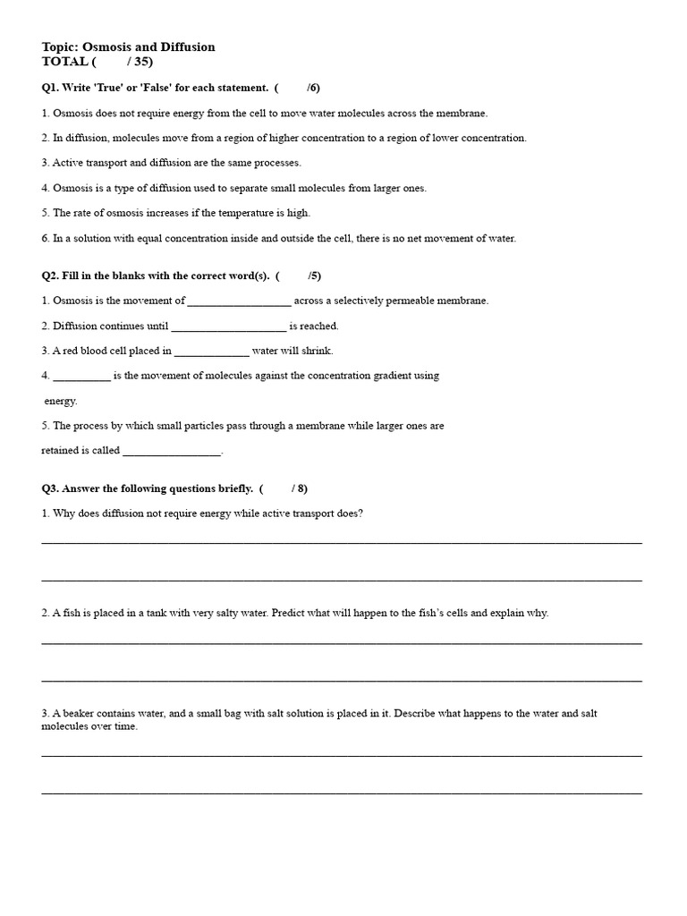 Osmosis and Diffusion | PDF | Osmosis | Diffusion