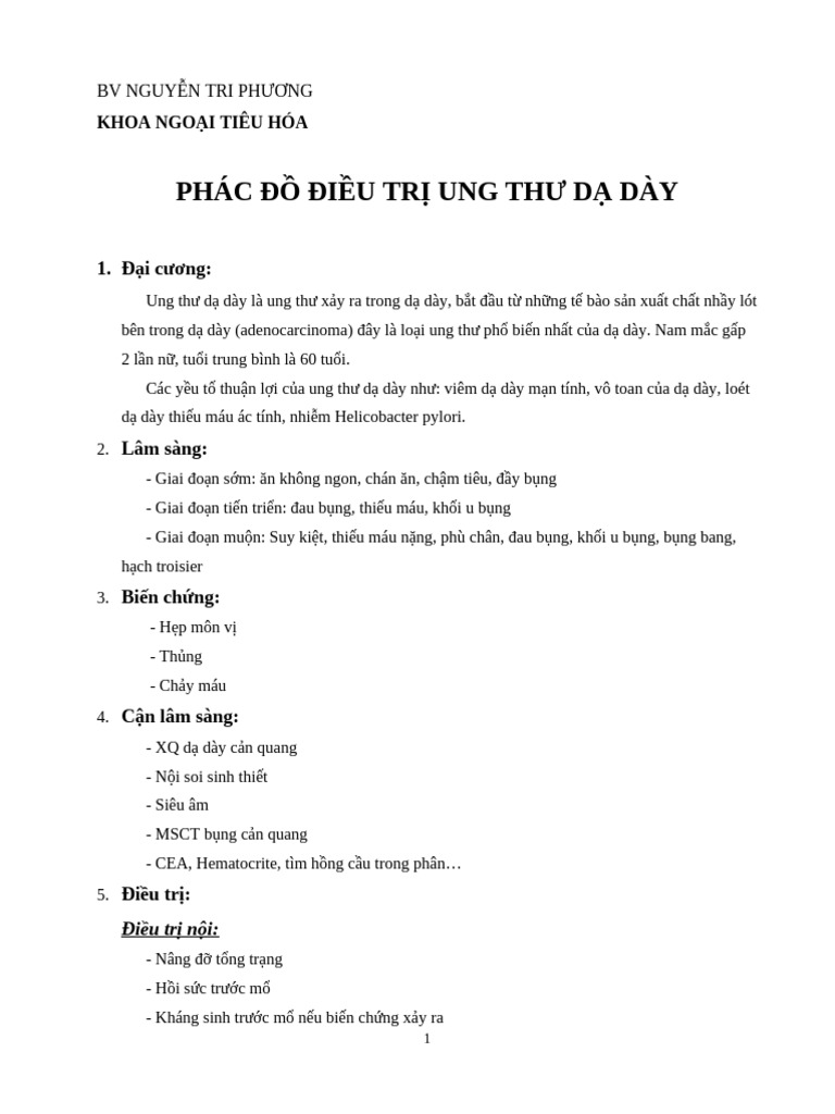 Phac Do Dieu Tri Ung Thu Da Day | PDF