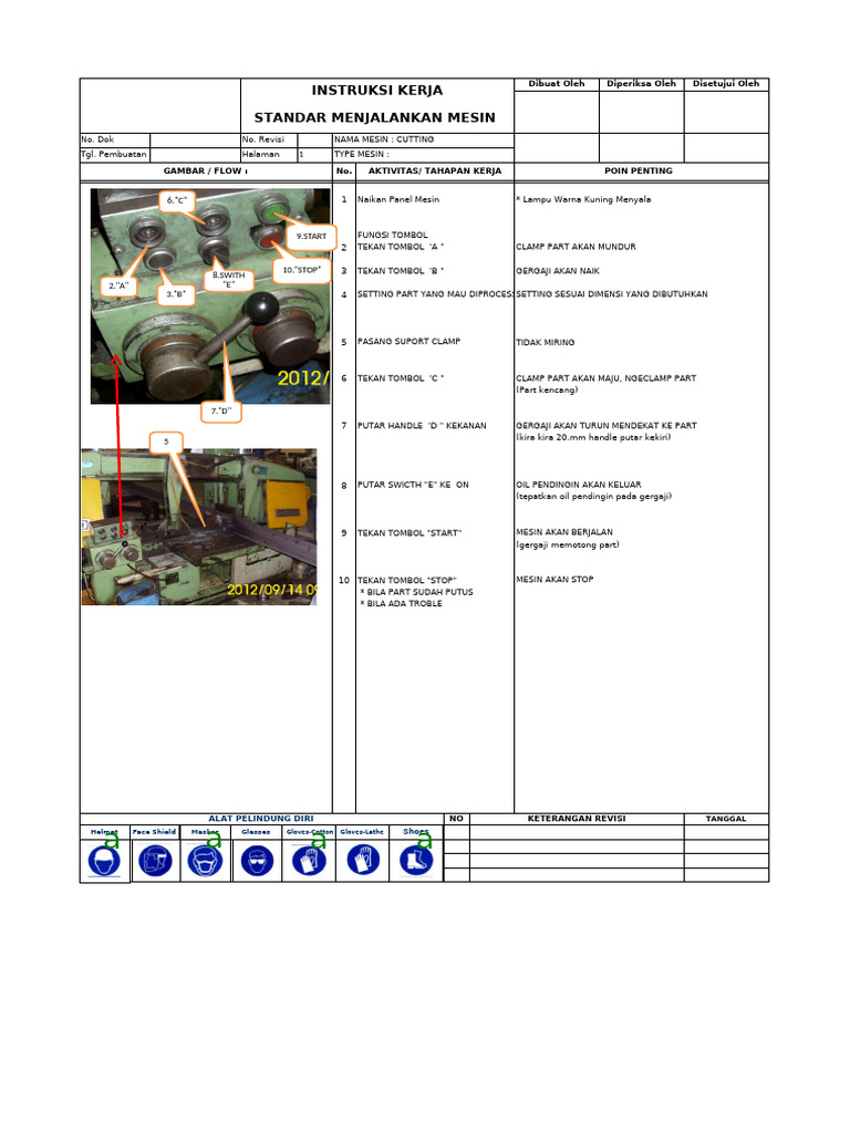 Prosedur Operasi Mesin Cutting | PDF