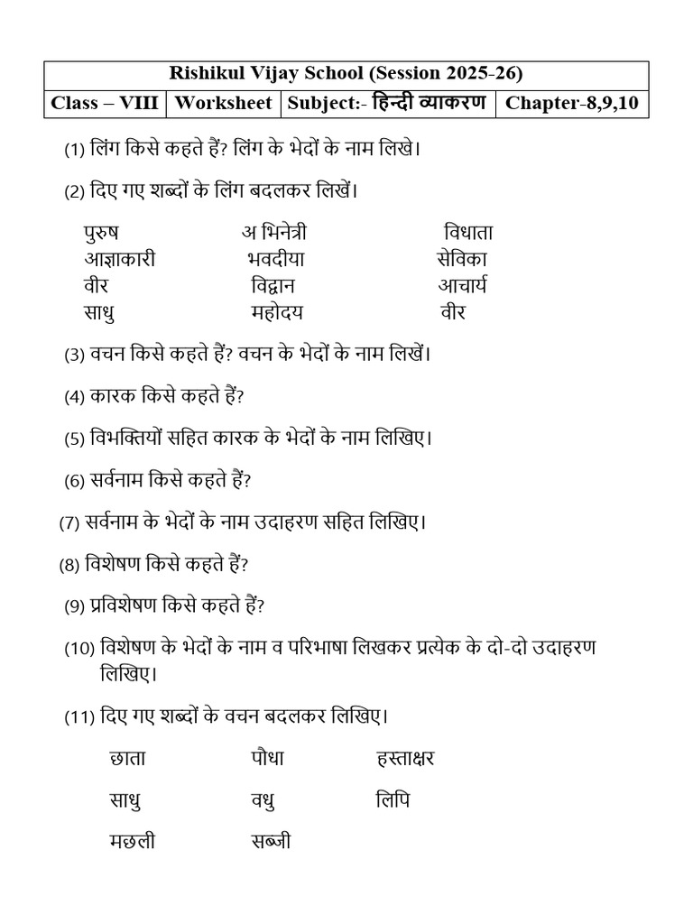 Class-VIII Hindi.G Cha-8, 9, 10 | PDF