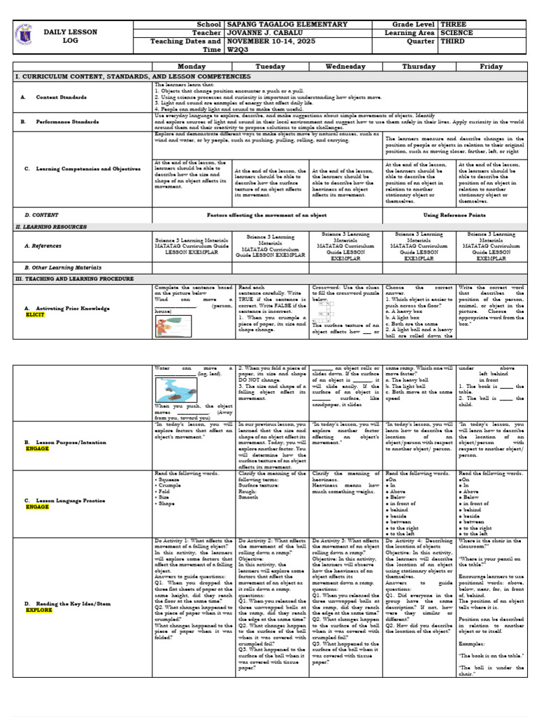 Newformat Science3 q3 Week2 | PDF | Crossword | Learning