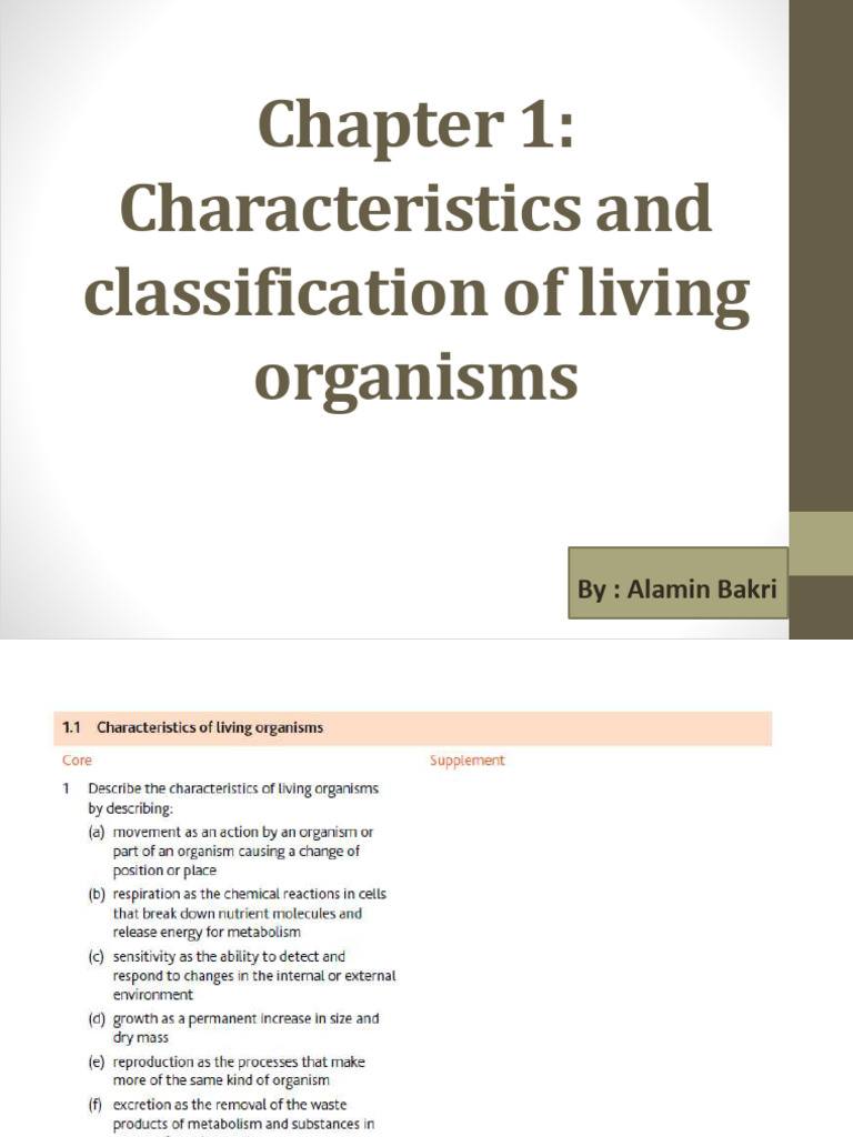 Chapter 1 Characteristics and Classification of Living Organisms | PDF ...