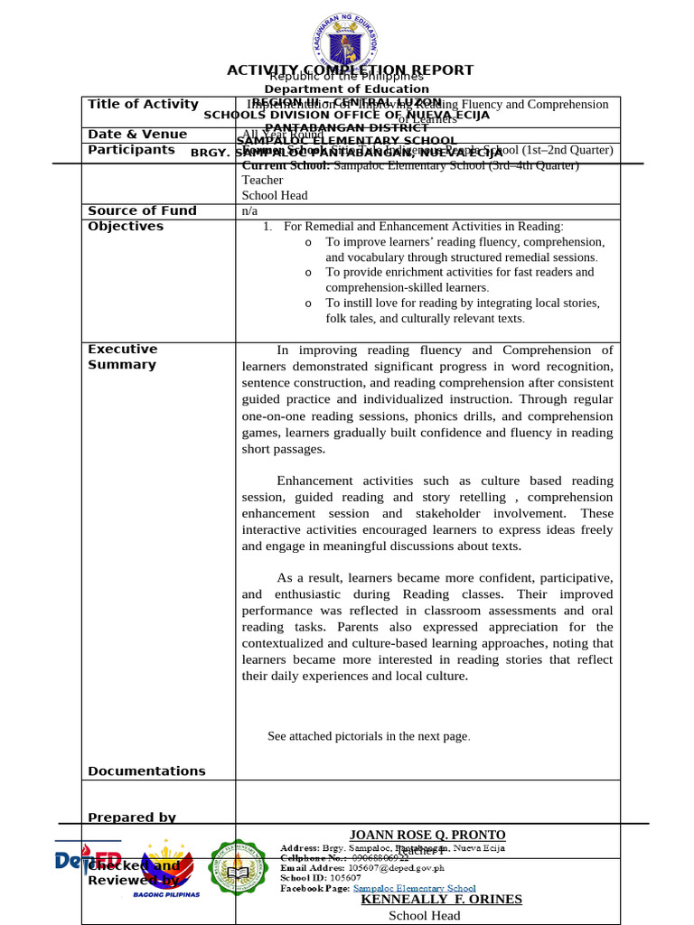 Proof of Implementation of Learning | PDF | Reading Comprehension ...