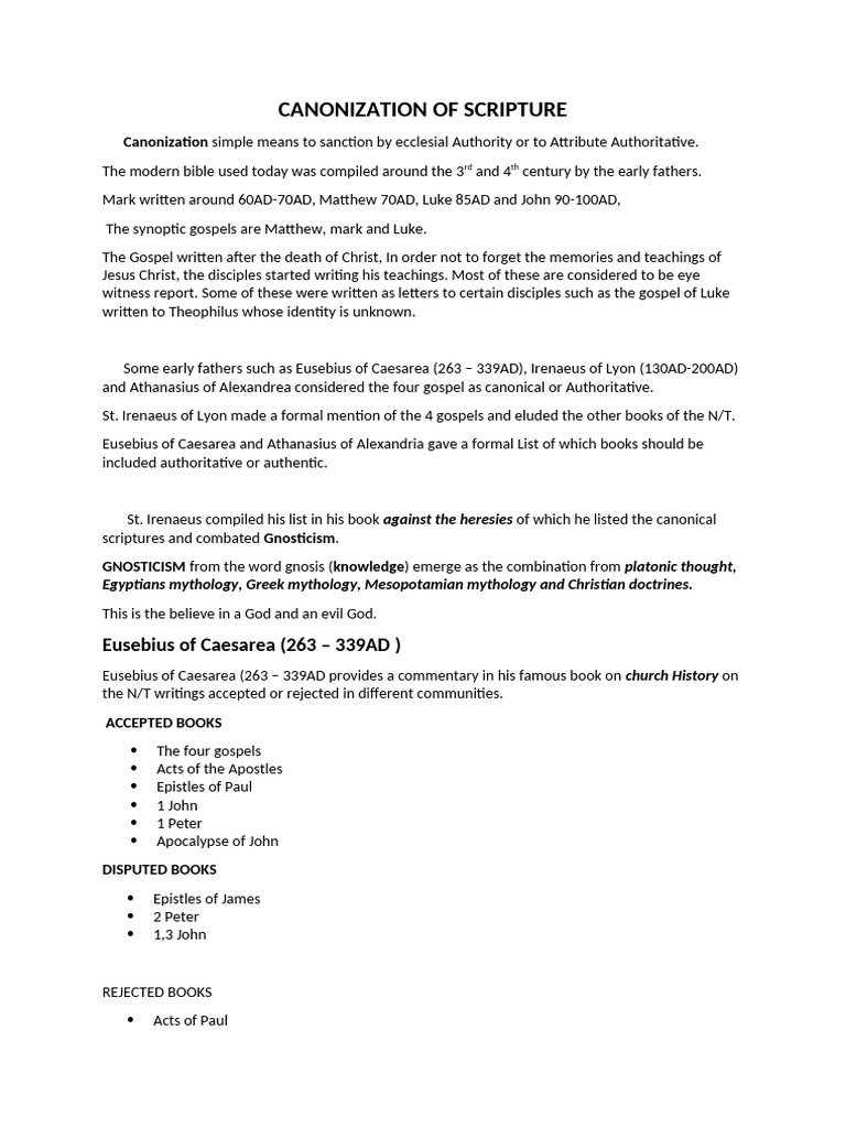 Canonization of Scripture | PDF | New Testament | Biblical Canon