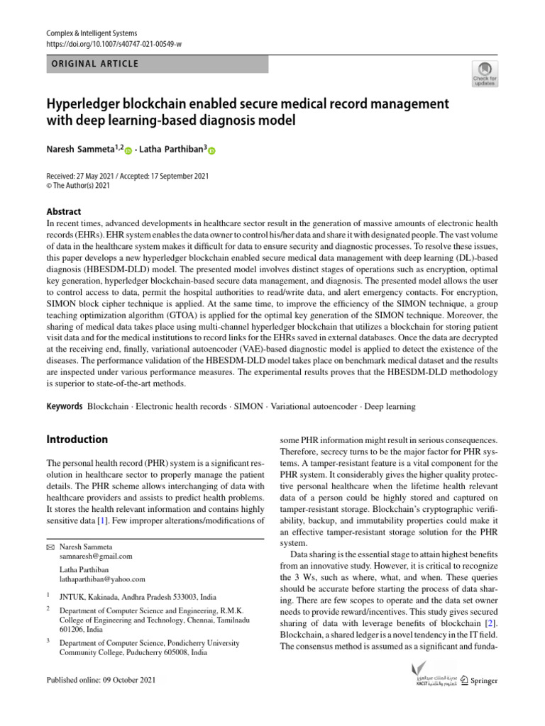 Hyperledger Blockchain Enabled Secure Medical Reco | PDF | Electronic ...