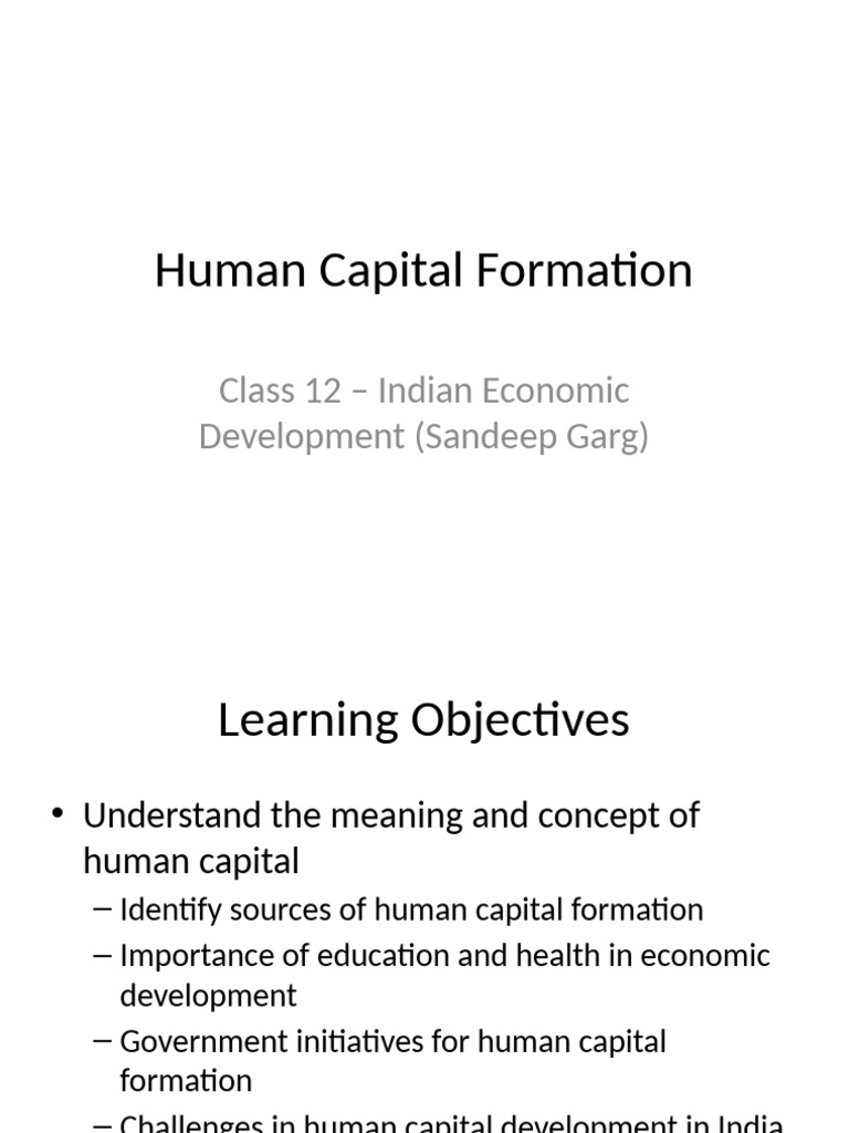 Human Capital Formation Class12 NEW | PDF