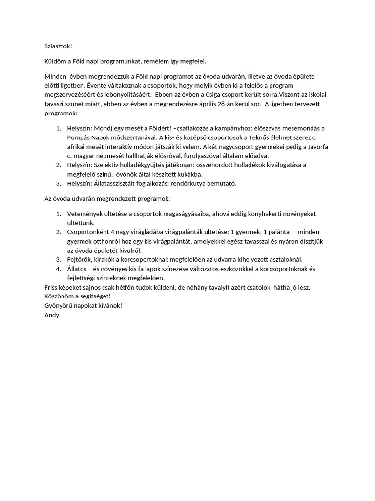 Föld Napi Vázlat | PDF