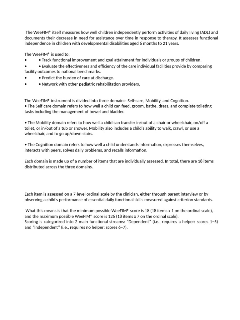 Scales Used in Paediatrics | PDF | Perception | Behavioural Sciences