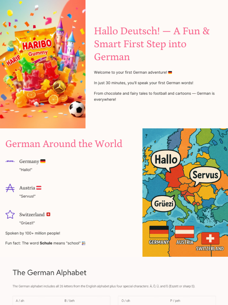 Hallo Deutsch A Fun and Smart First Step Into German | PDF