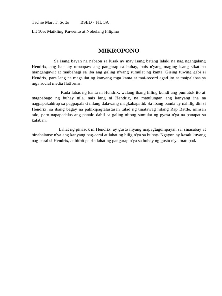 SOTTO - Paghahabi NG Salaysay Sa Tela NG Imahinasyon | PDF