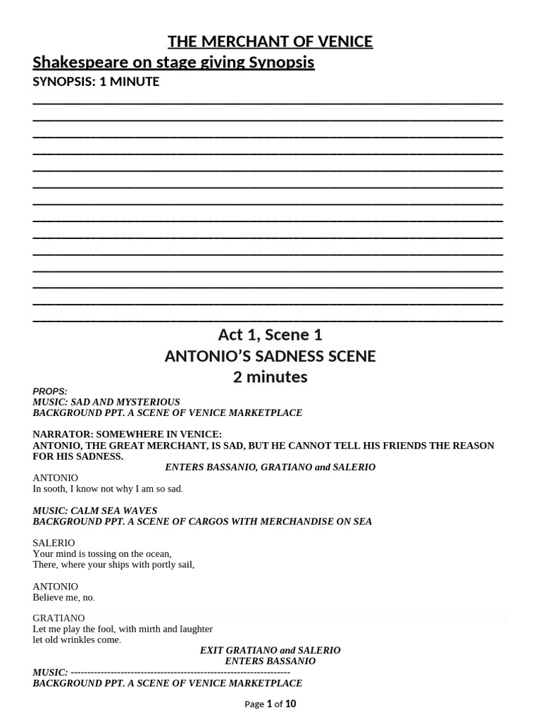 Merchant of Venice Script (1) | PDF | The Merchant Of Venice | Shylock
