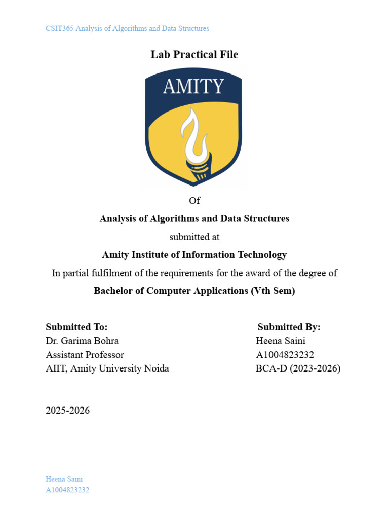DSA File | PDF | Algorithms And Data Structures | Algorithms