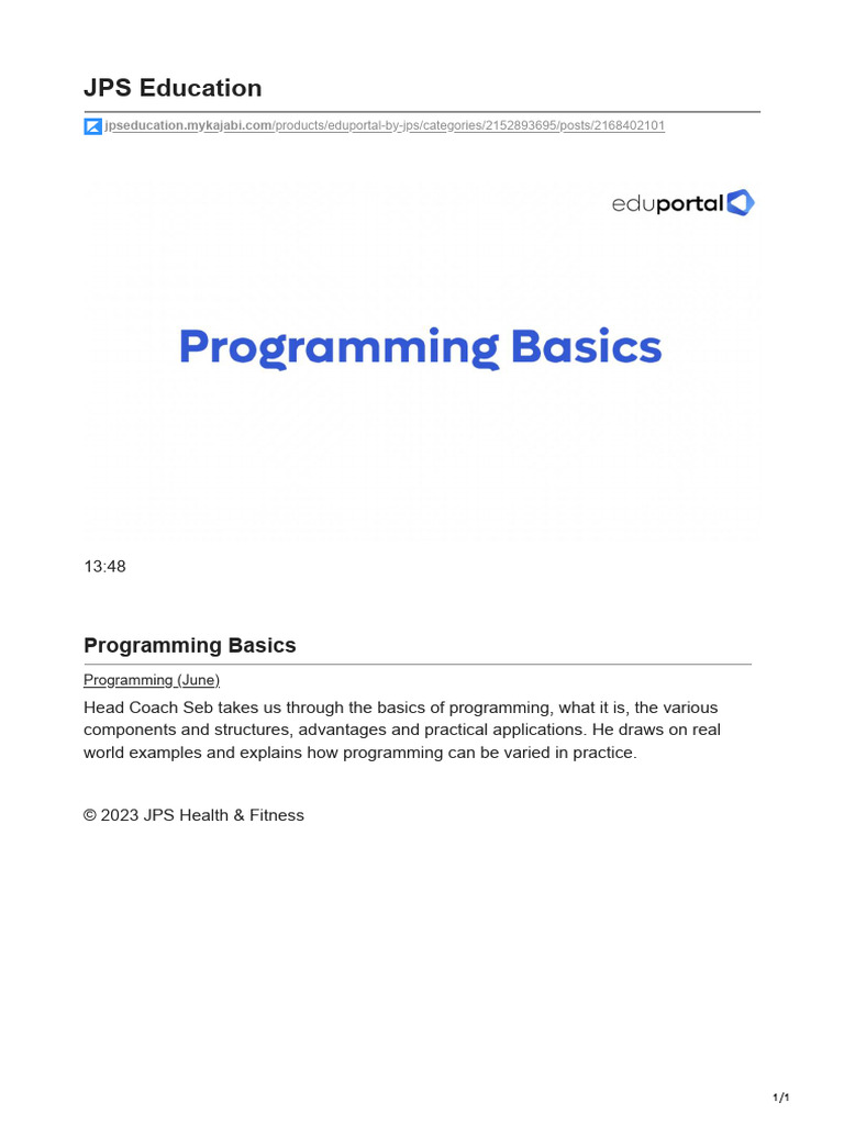 Programming Basics | PDF