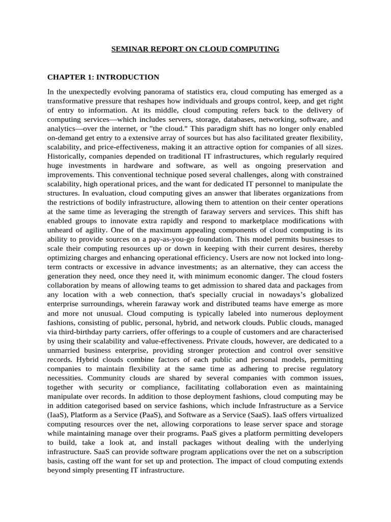 Seminar Report On Cloud Computing by Ayush Arya | PDF | Cloud Computing ...