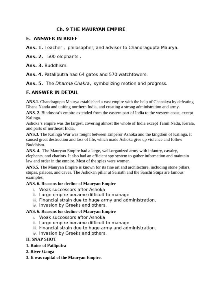 Ch 9 the Mauryan Empire 9-1 | PDF