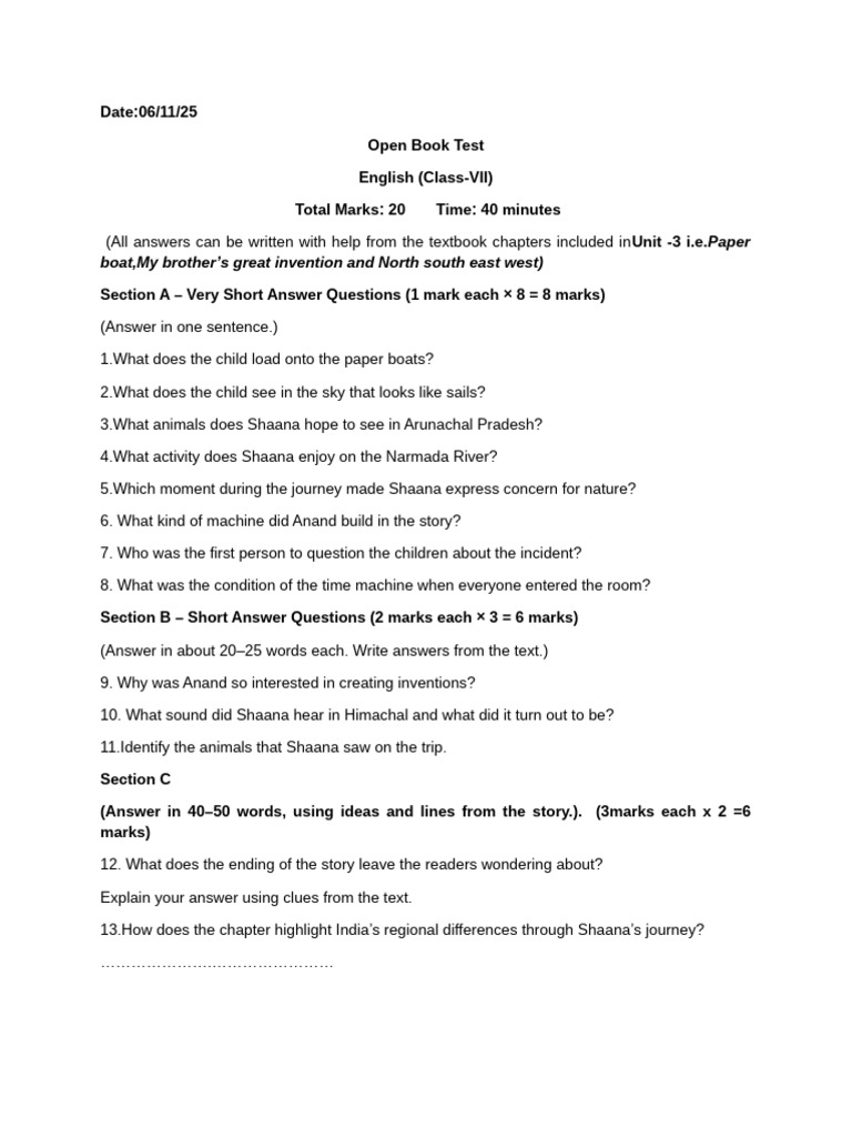 Open Book Test Vii | PDF
