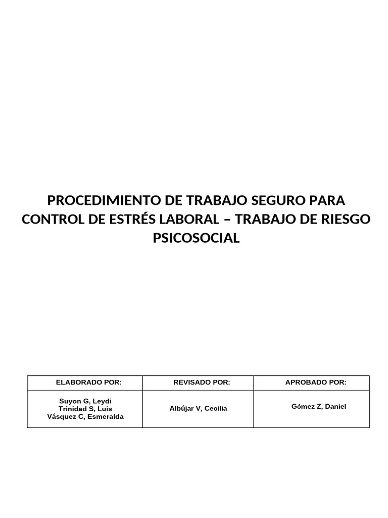 Control de Estrés Laboral en Aqua Blanca | PDF | Estrés (biología ...