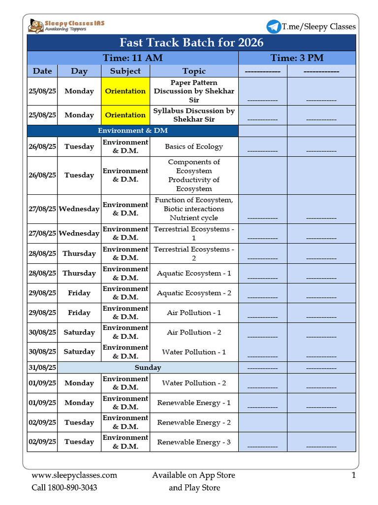 Fast Track Batch Schedule For 2026 | PDF | Mughal Empire | Natural ...