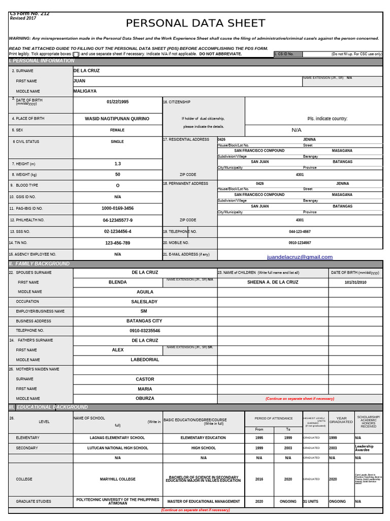 Sample Pds 2024 | PDF