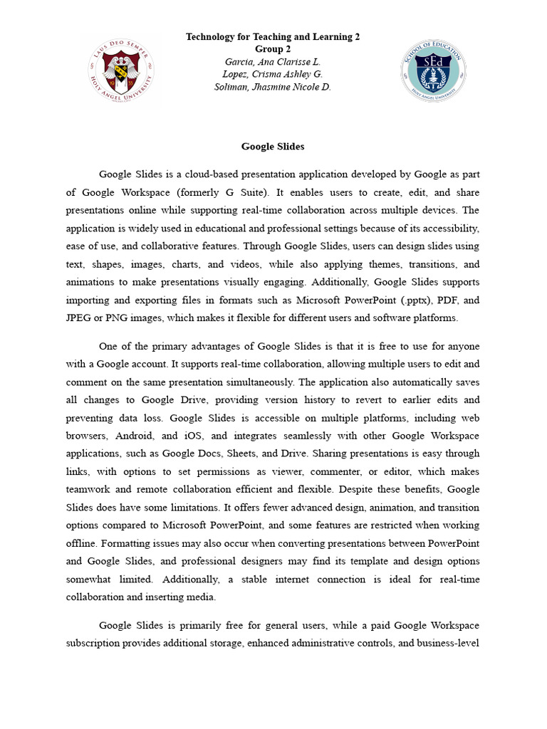 Google Slides Written Report | PDF | Application Software | Software