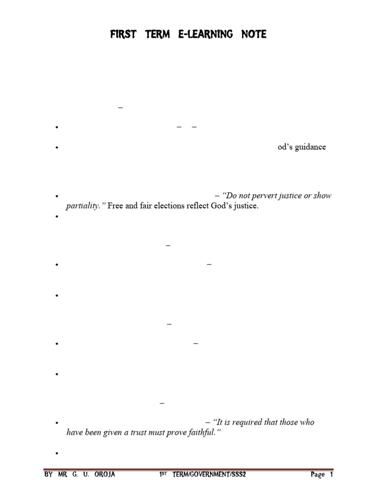 First Term Sss2 Govt. | PDF | Elections | Voting