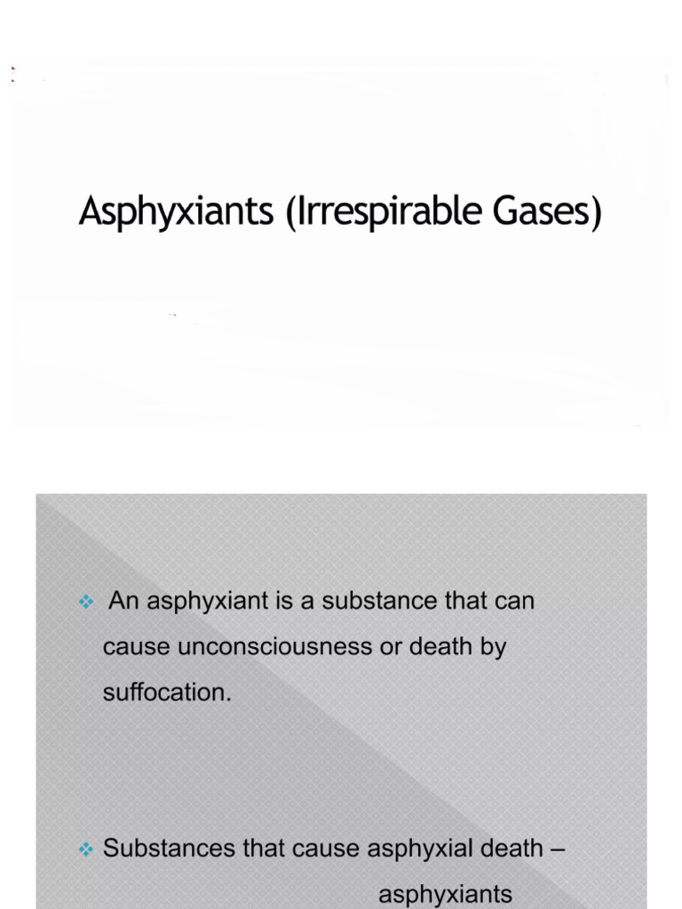 Asphyxiants. MLT 8 | PDF