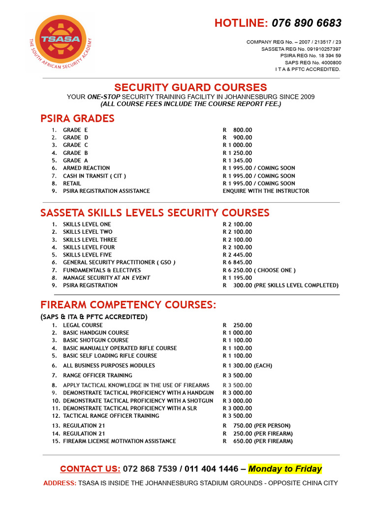 Johannesburg Security Training Courses | PDF | Firearms | Flight