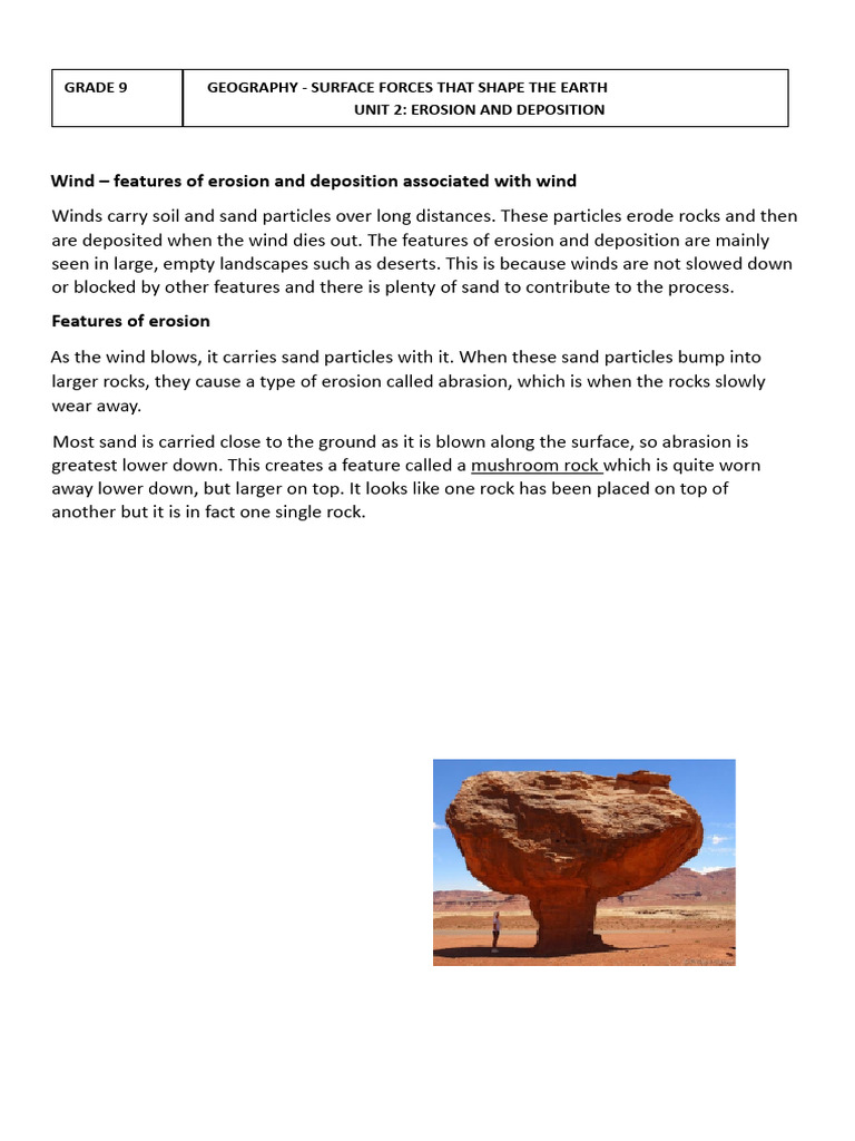 Wind Erosion and Deposition in Geography | PDF | Dune | Erosion