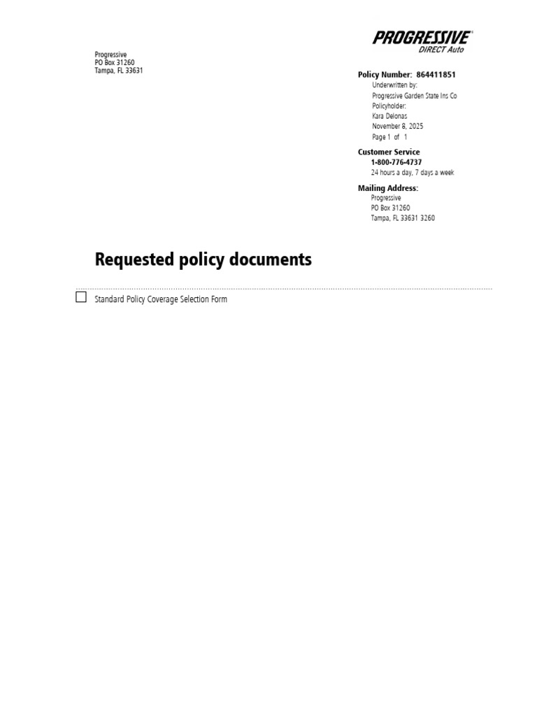 Standard Auto Insurance Coverage Form | PDF | Liability Insurance ...