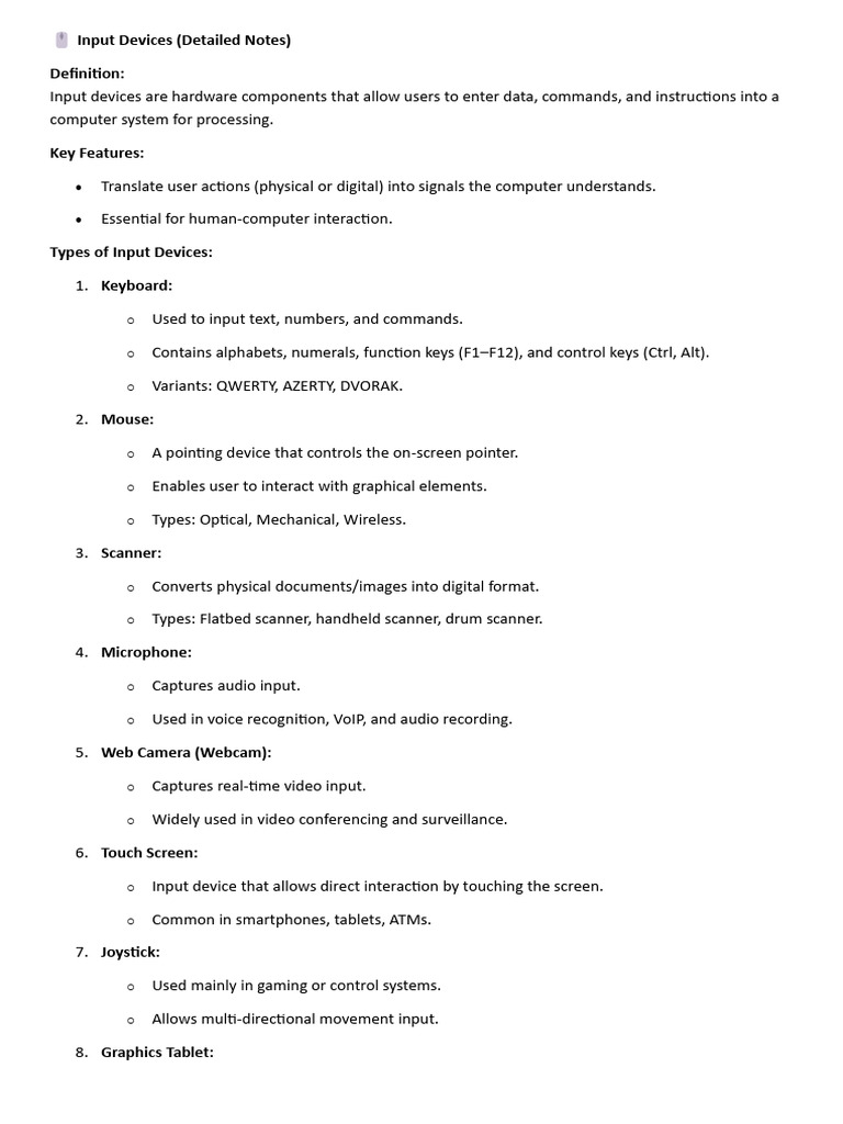 Note Input, Output, Memory | PDF | Computer Data Storage | Byte