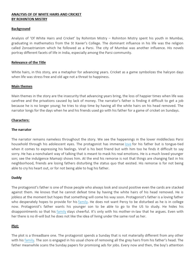 Analysis of of White Hairs and Cricket | PDF | Zoroastrianism