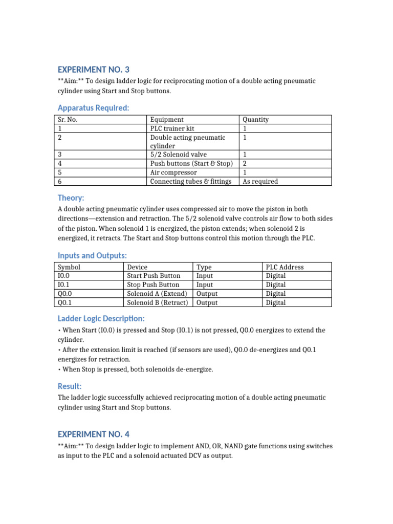 Ladder Logic Experiments | PDF | Logic Gate | Programmable Logic Controller