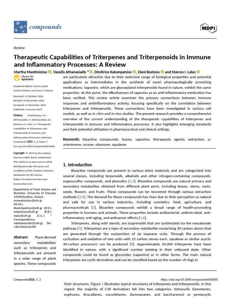Compounds 05 00002 v2 | PDF | Inflammation | Solvent