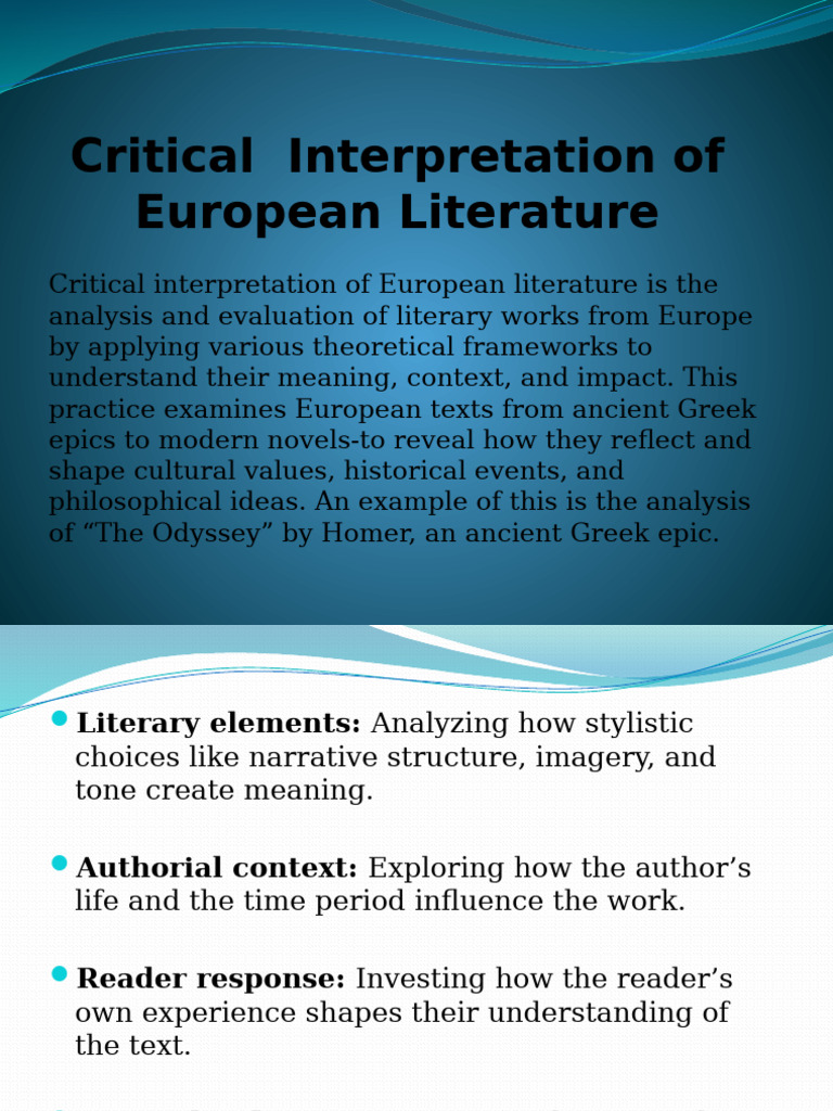 Critical Interpretation of European Literature Group 3 | PDF | Liberal ...