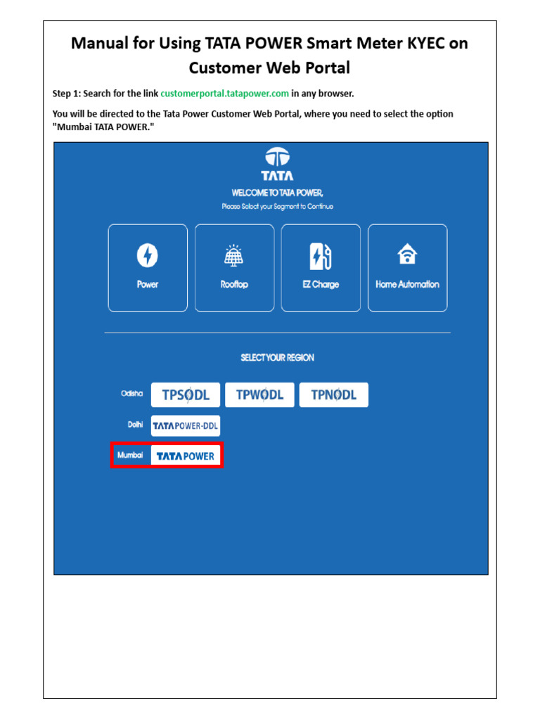 TATA POWER Smart Meter User Guide | PDF