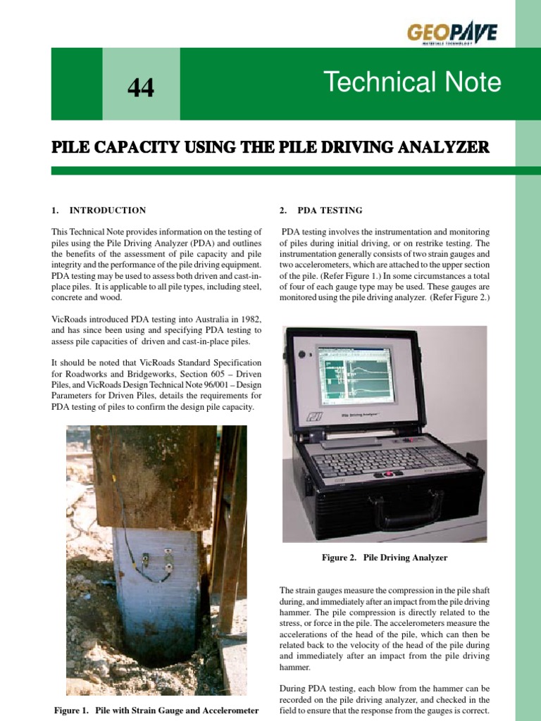 28 Pile Capacity Using The Pile Driving Analyzer (PDA) Vicroads | PDF ...
