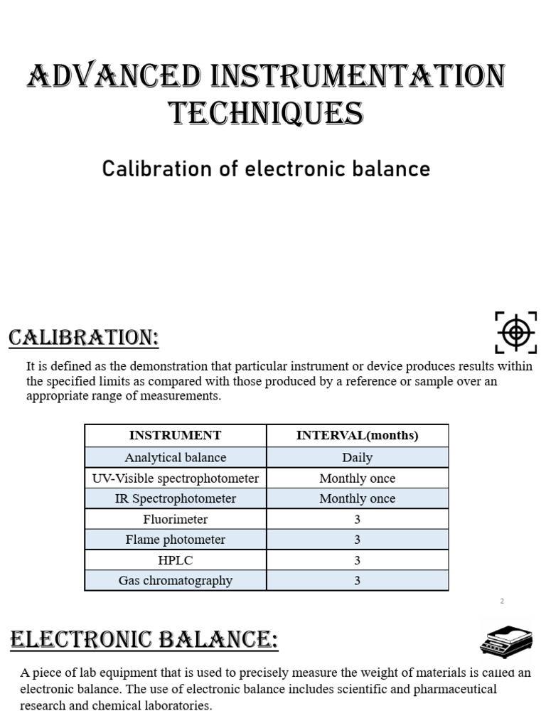 Calibration of Electronic Balance | PDF | Weighing Scale | Calibration