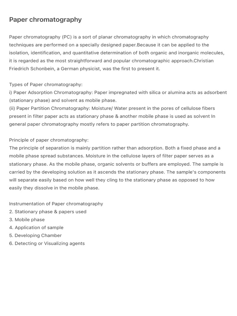 Paper Chromatography | PDF