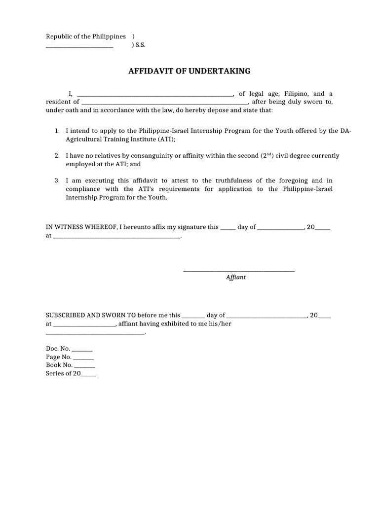 Affidavit of Undertaking | PDF