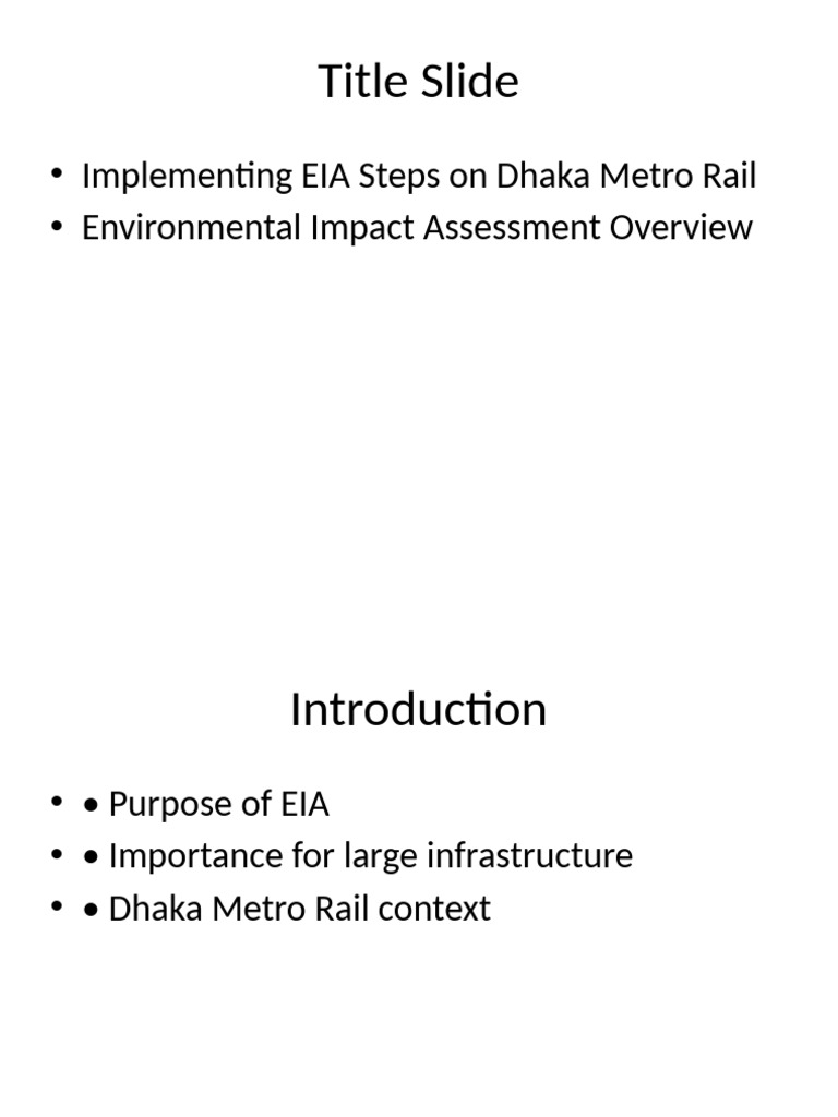 EIA Steps for Dhaka Metro Rail Project | PDF