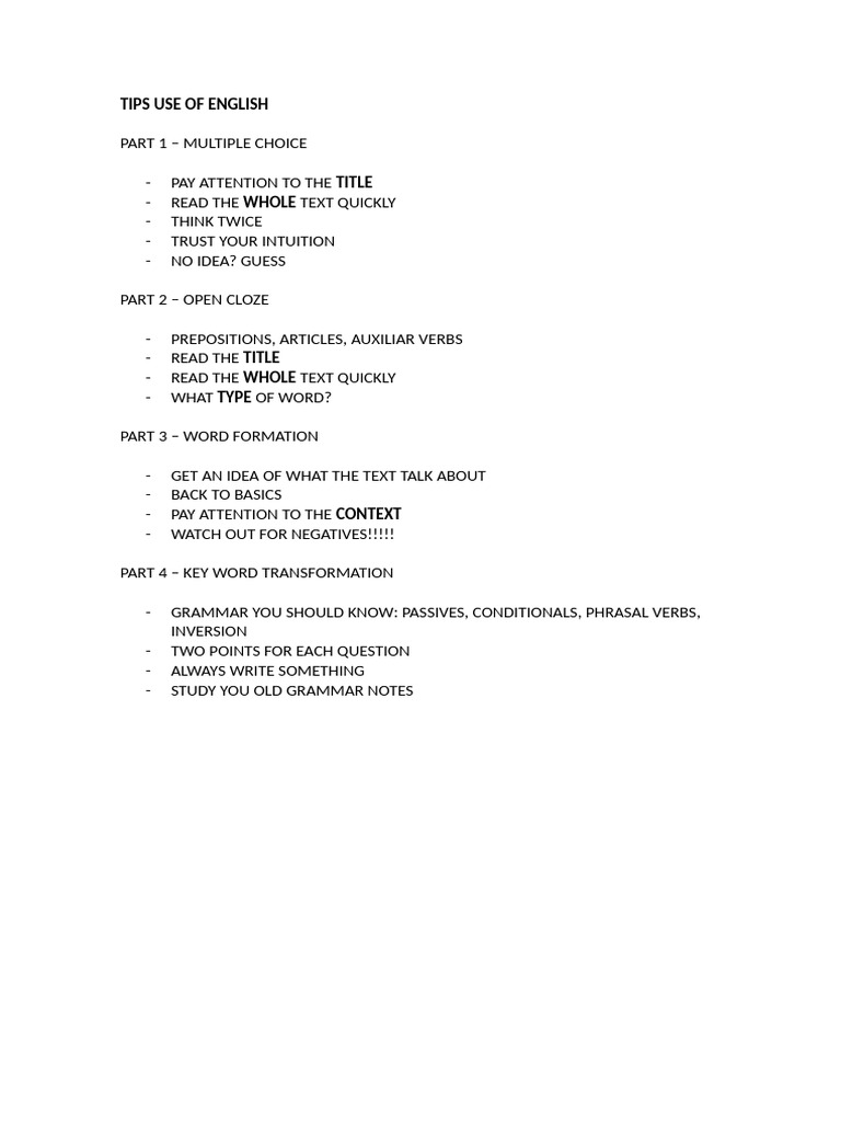 Tips Use of English (I) | PDF