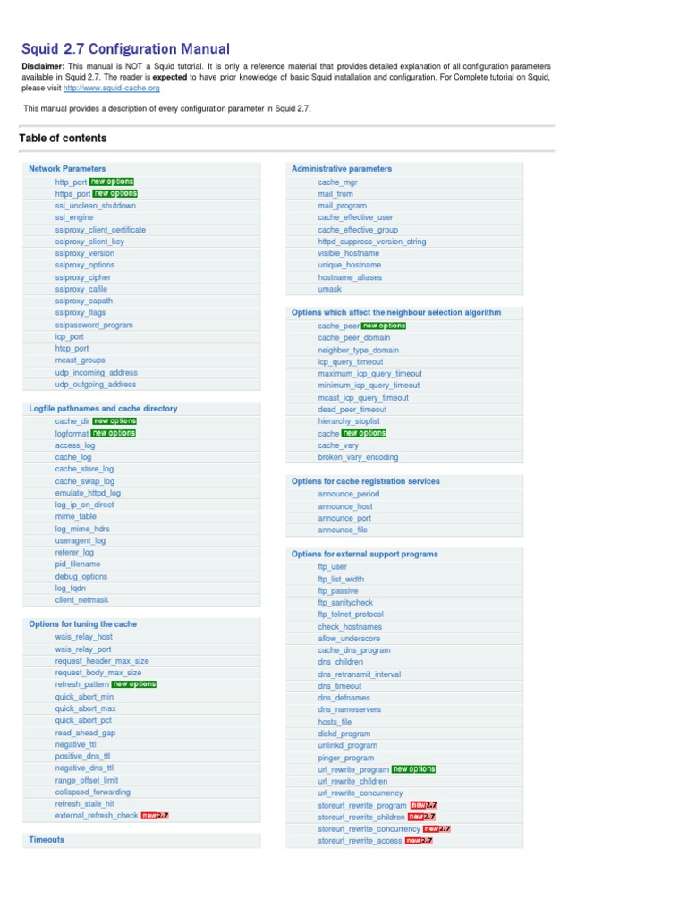 Squid 2.7 Configuration Reference Guide | PDF