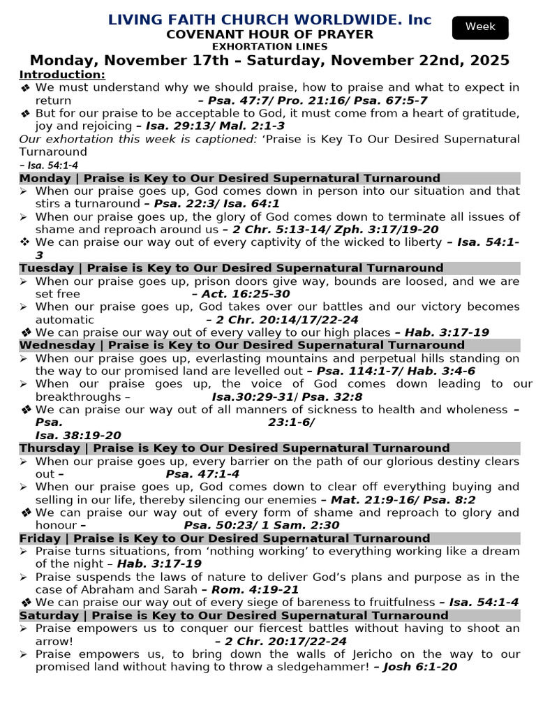 Chop Exhoration Lines 17 - 22nd November 2025 | PDF | Religious Belief ...