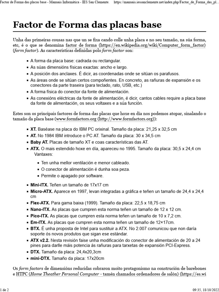 Factor de Forma Das Placas Base - Manuais Informática - IES San ...