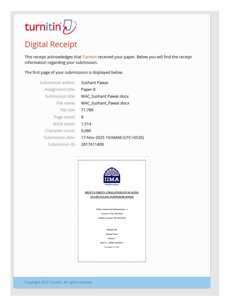 Receipt WAC Sushant Pawar | PDF